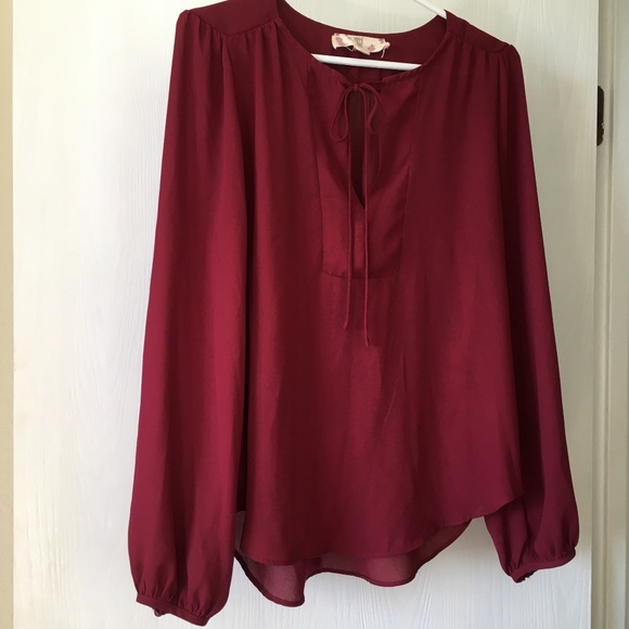 Hippie Rose | Tops | Hippie Rose Maroon Womens Long Sleeve Blouse Size ...